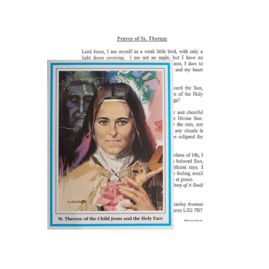 St Therese Holy Face Prayer Card - Society of the Little Flower - Canada